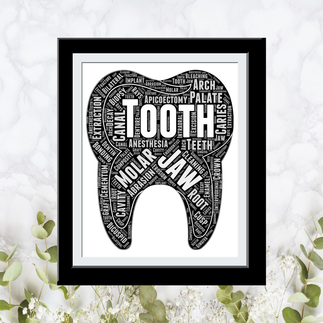 Tooth Personalized Word Art Gift Dental Office Wall Decor Gift Idea ...