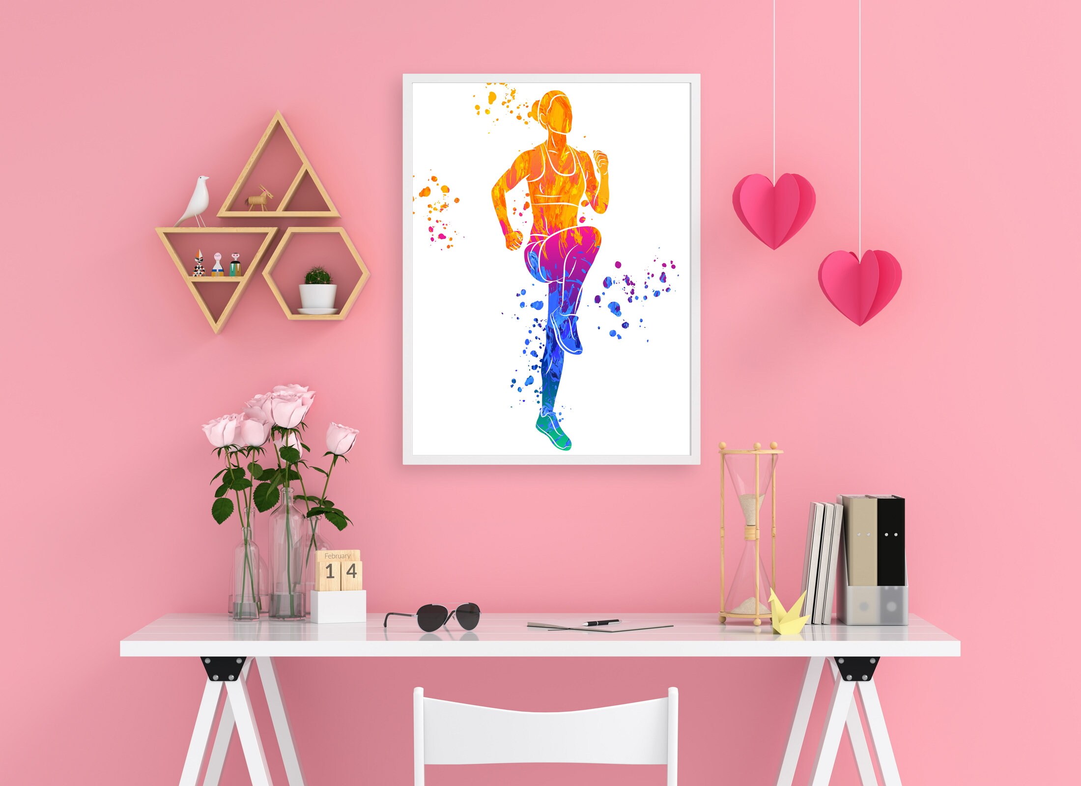 Female Girl Marathon Winner Art Runner Woman Watercolor Print Runner ...