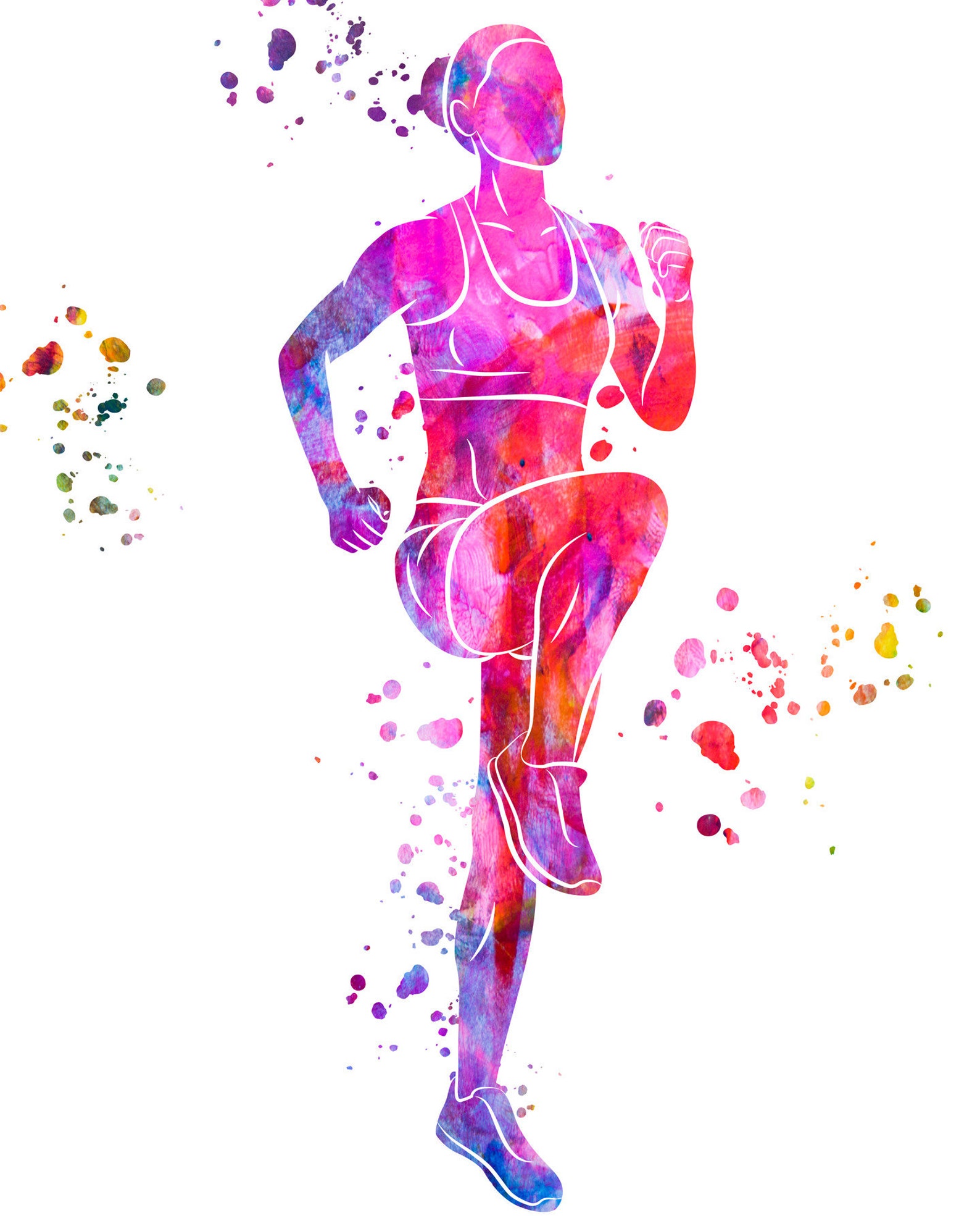 Runner Woman Watercolor Print Runner Woman Female Girl - Etsy