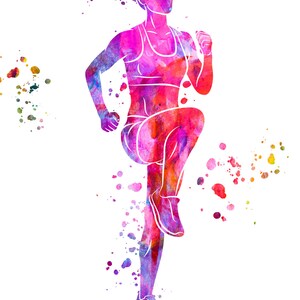 Runner Woman Watercolor Print Runner Woman Female Girl Marathon Winner ...
