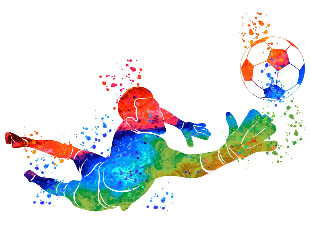 Watercolor Vibrant Soccer Wall Art for Men - Gift for Him - Sports ...