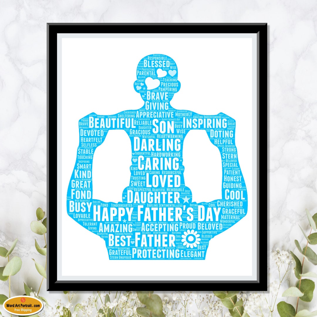 Personalized Happy Fathers Day Gift | Word Cloud Print for Dad | Gift ...