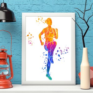 Female Girl Marathon Winner Art Runner Woman Watercolor Print Runner ...