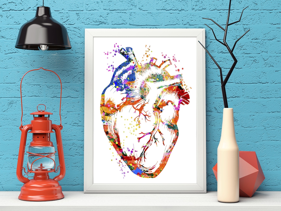 Heart Art Print Anatomy Abstract Art Heart Vintage Art Medical Art Work ...