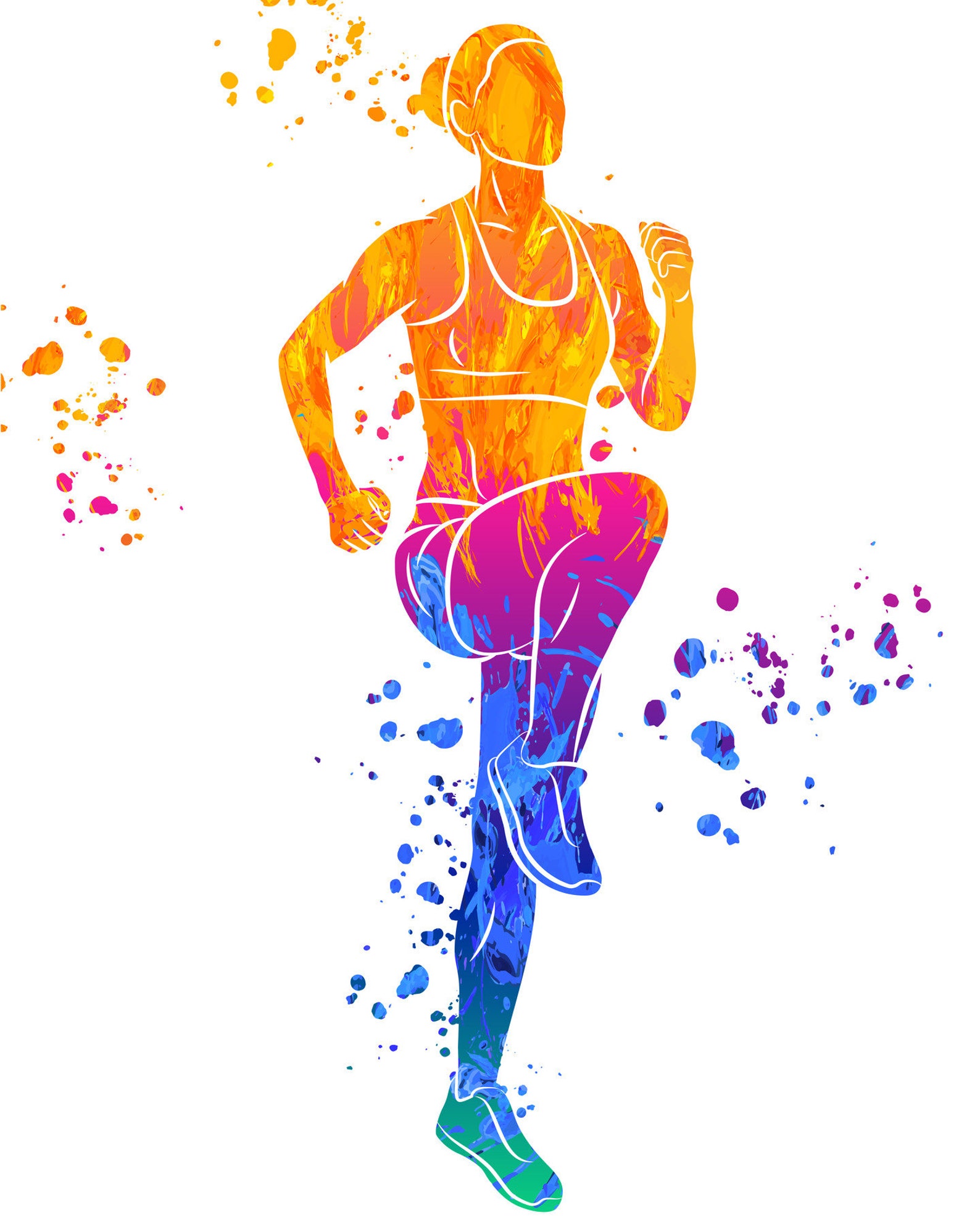 Female Girl Marathon Winner Art Runner Woman Watercolor Print Runner ...