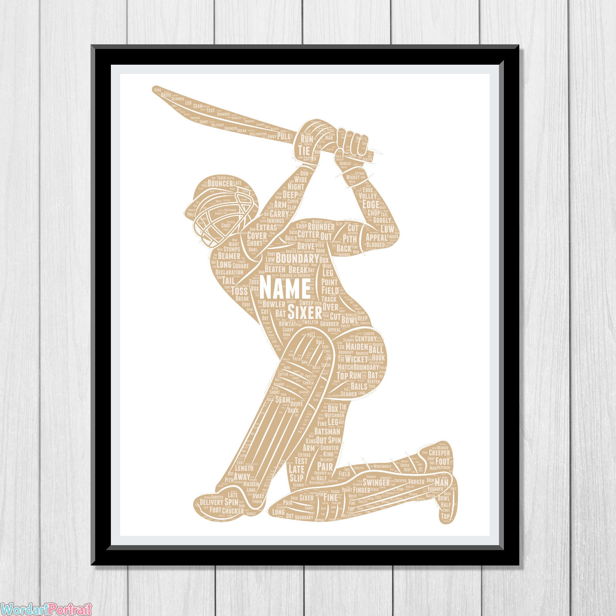 Personalised Cricket Word Art Gift Cricketer Wall Art Print - Etsy