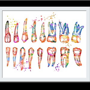 Teeth Art Print Dental Art Tooth Art Mouth Medical Art Work, Office ...
