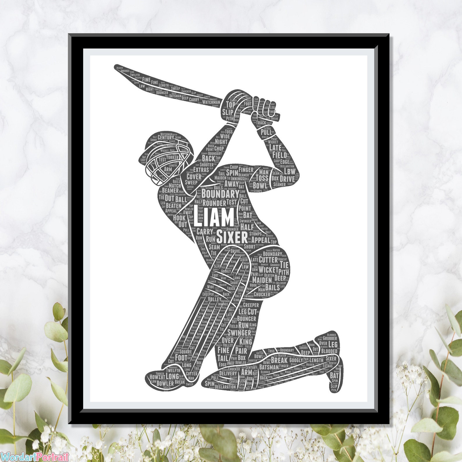 Personalised Cricket Word Art Gift Cricketer Wall Art Print | Etsy