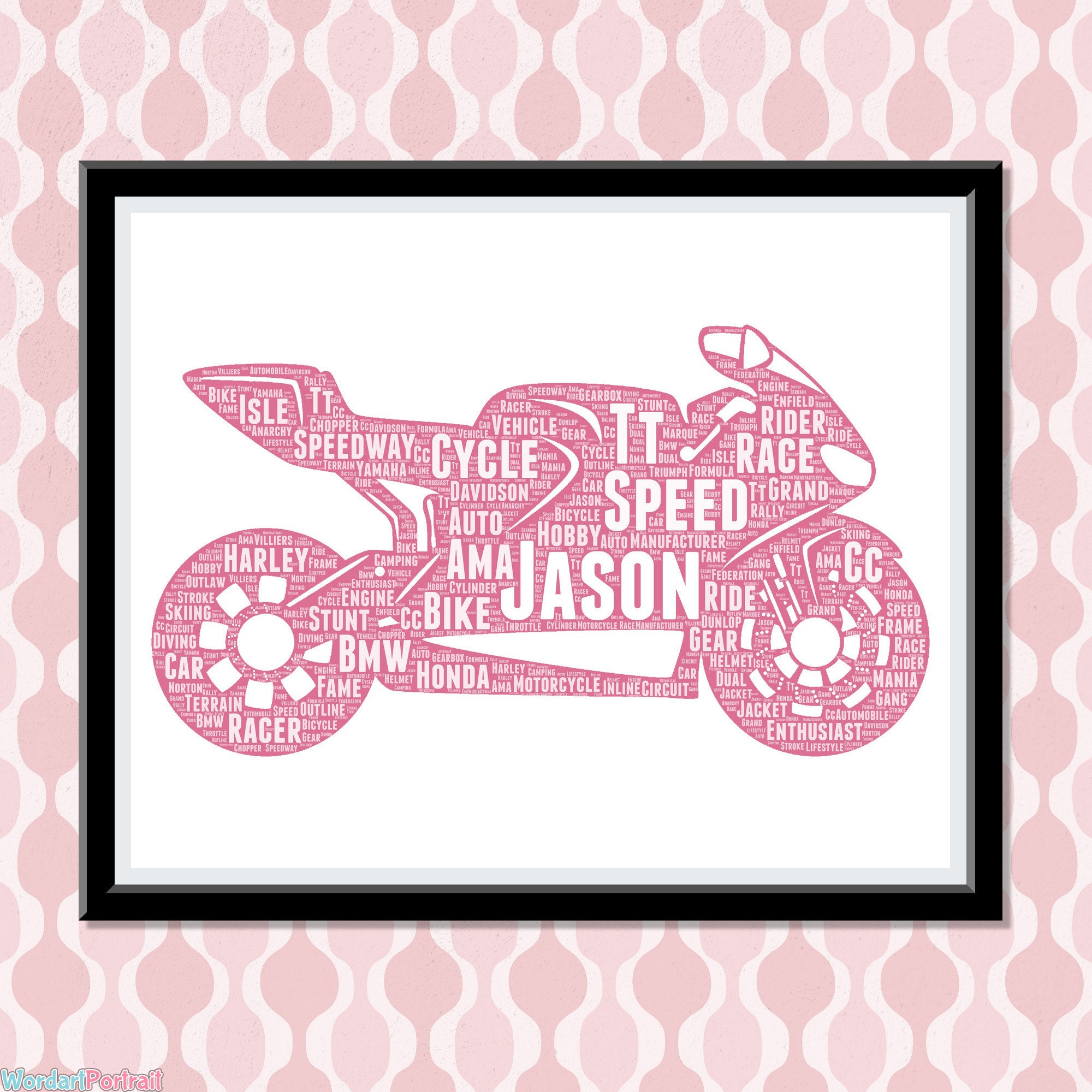 Personalized Motorcycle Gift Biker Wall Art Print - Dad Gifts for Him ...