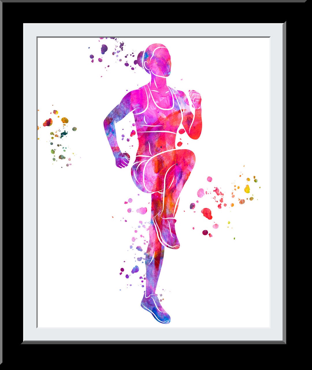 Runner Woman Watercolor Print Runner Woman Female Girl Marathon Winner ...