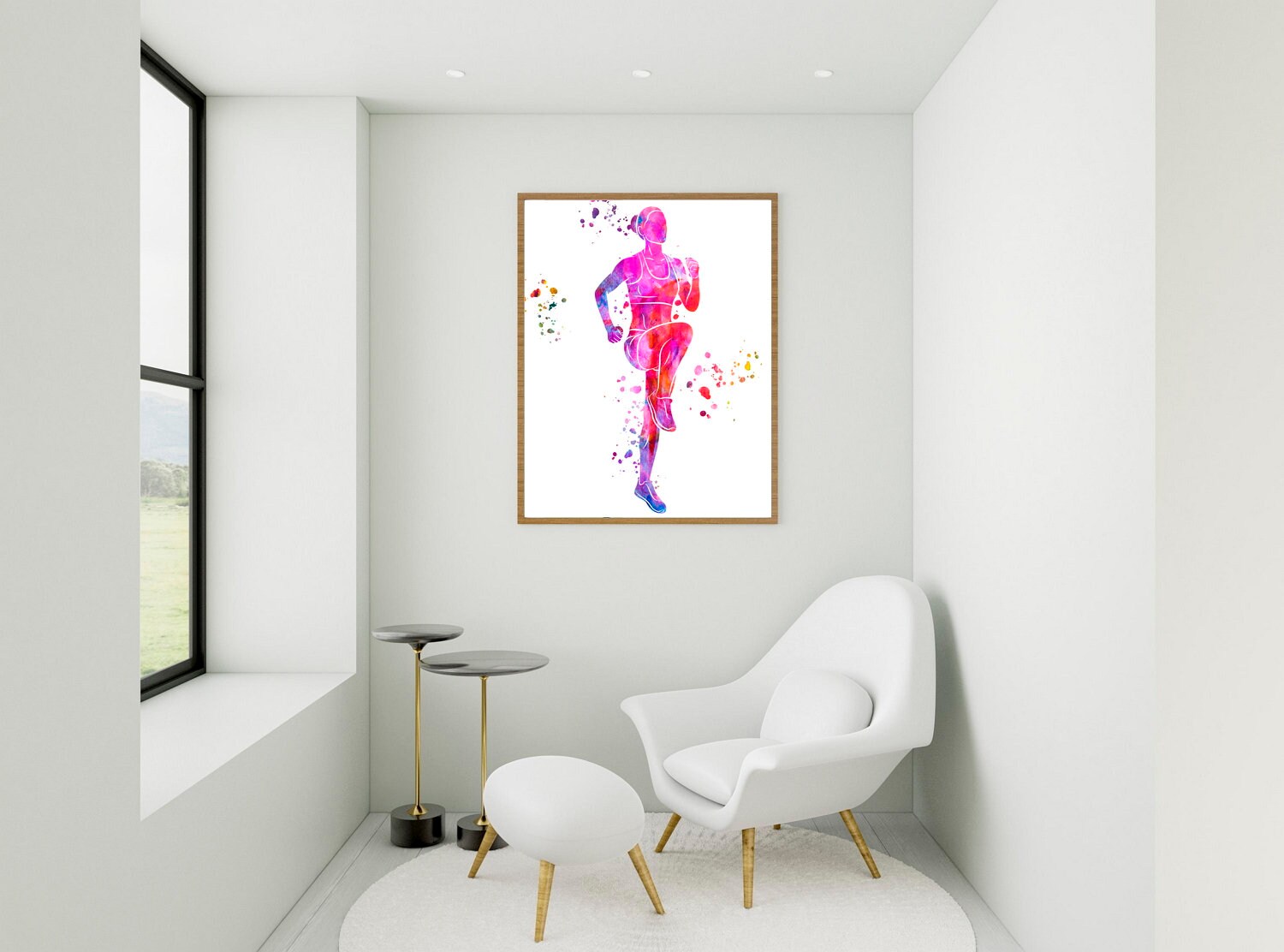 Runner Woman Watercolor Print Runner Woman Female Girl - Etsy