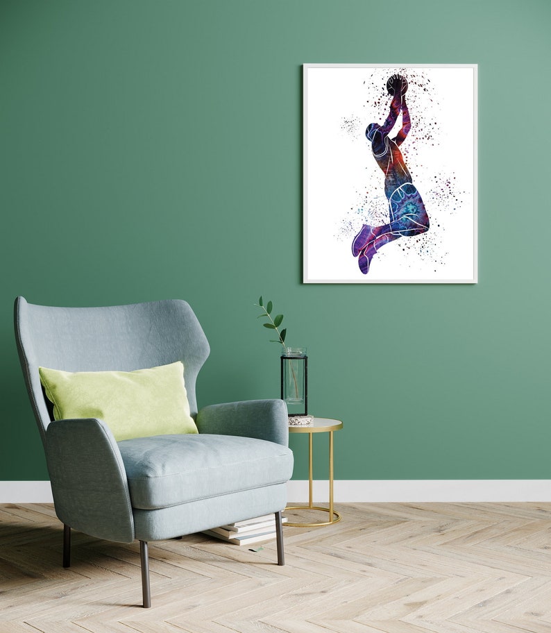 Jumpman Basketball Sport Wall Art Basketball Watercolor Print - Etsy