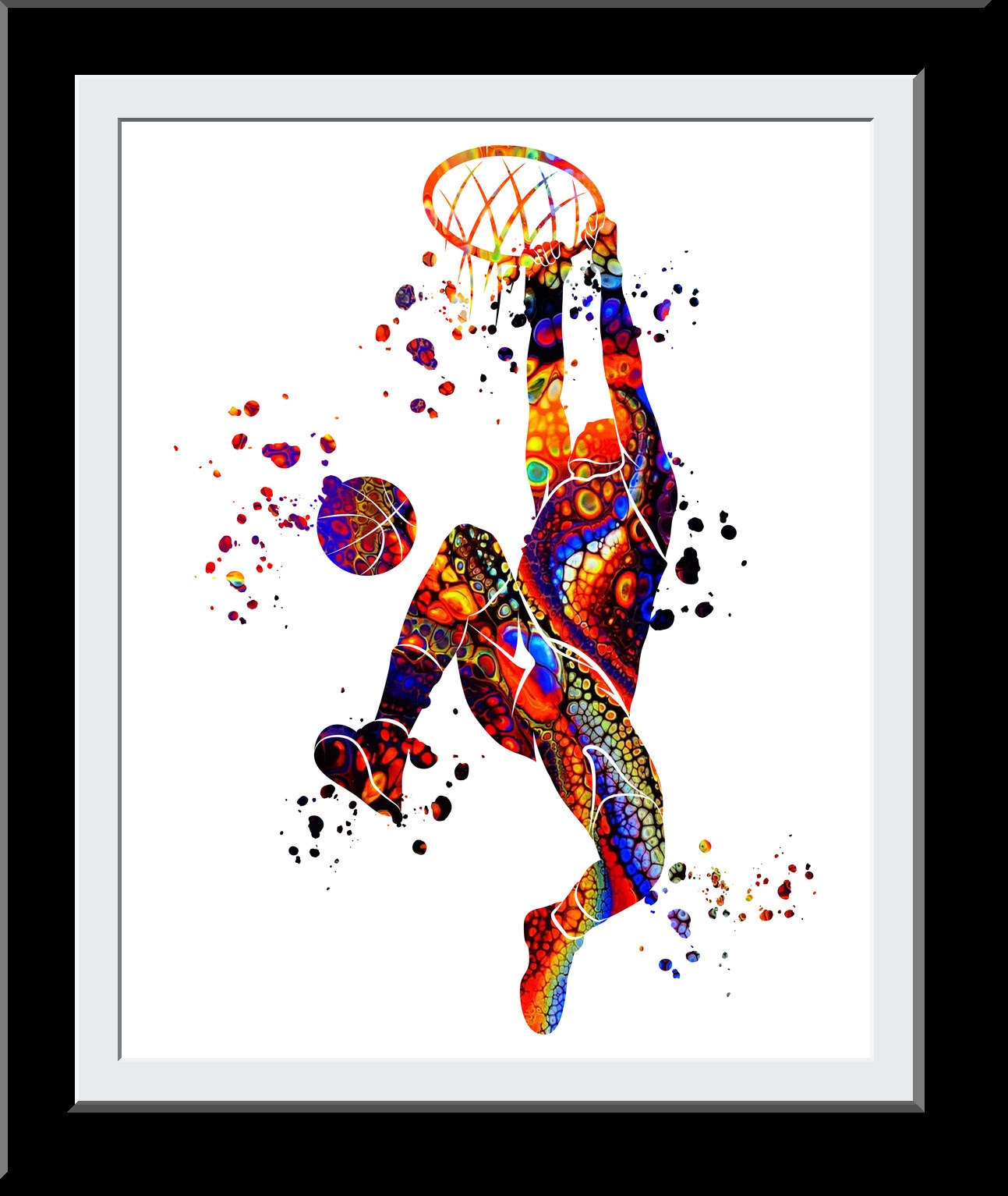 Boys Room Basketball Watercolor Print Jumpman Basketball Sport | Etsy