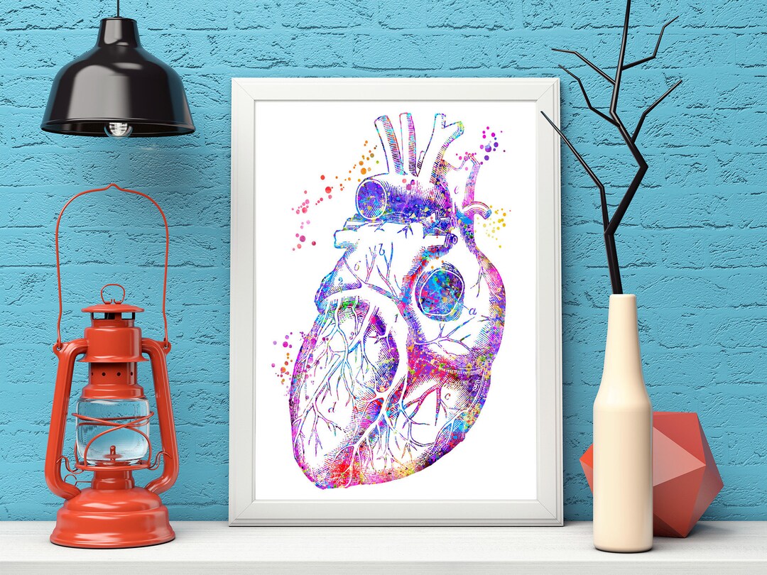 Heart Art Poster Anatomy Abstract Art Work Doctor Nurse Heart Vintage ...