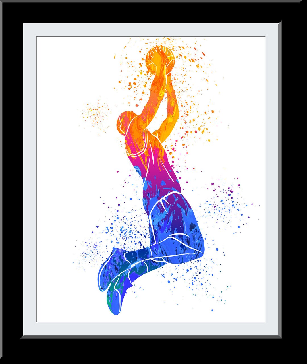 Basketball Ball Watercolor Print Jumpman Basketball Sport Wall Art Nba ...