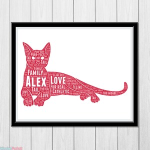 Personalized Cat Owner Lovers Gifts / Cat Word Art Wall Room Decor ...
