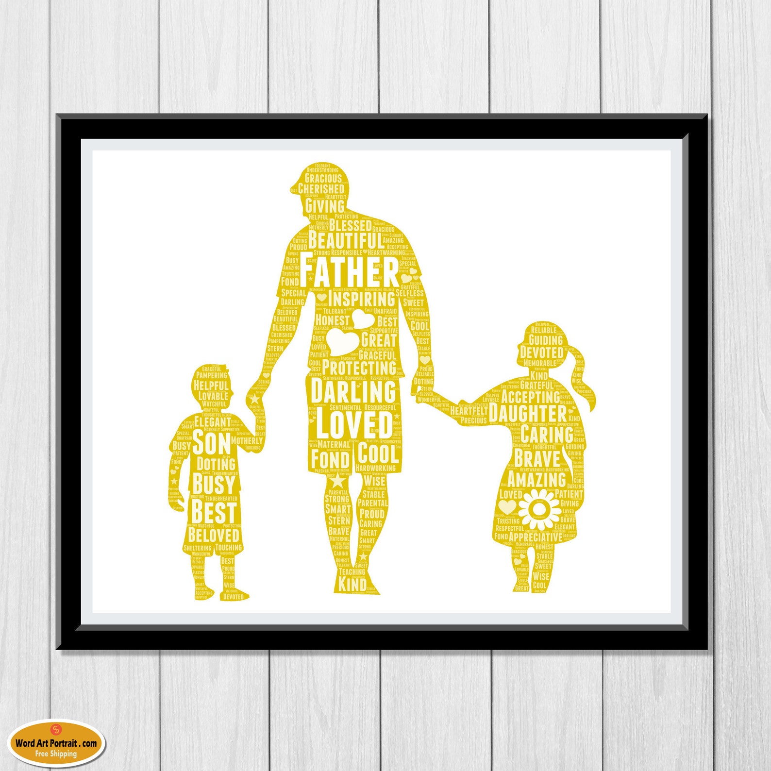 Happy Fathers Day Gift Personalized Word Art Print for Dad - Etsy