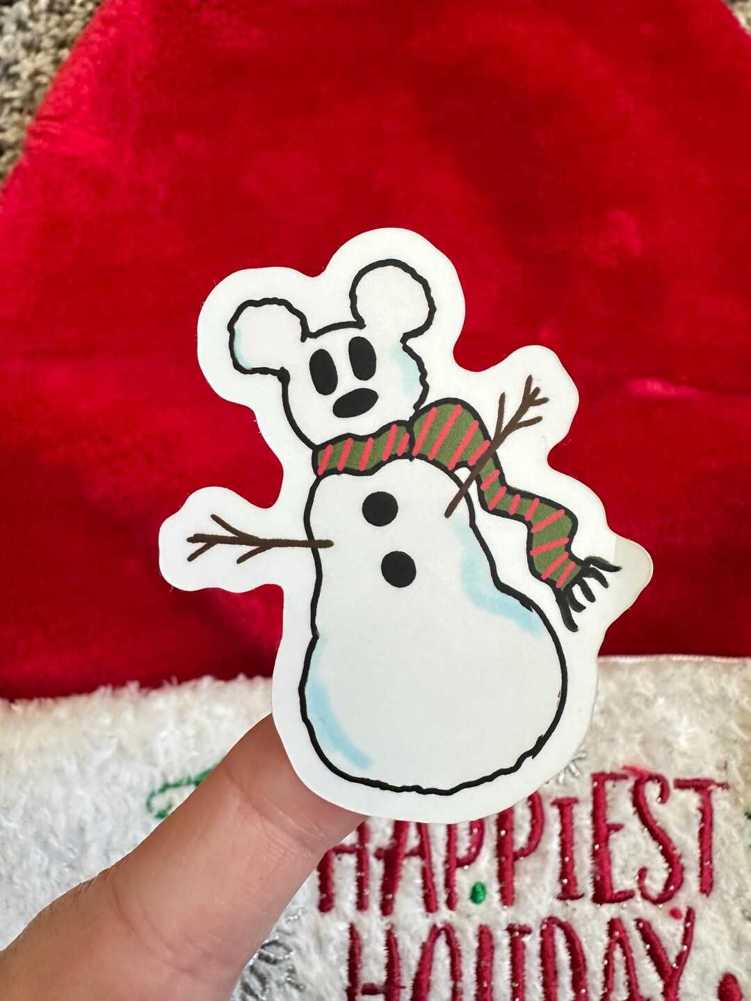 Mickey Snowman Snow Mice Cute Disney Winter Holiday Sticker - Etsy