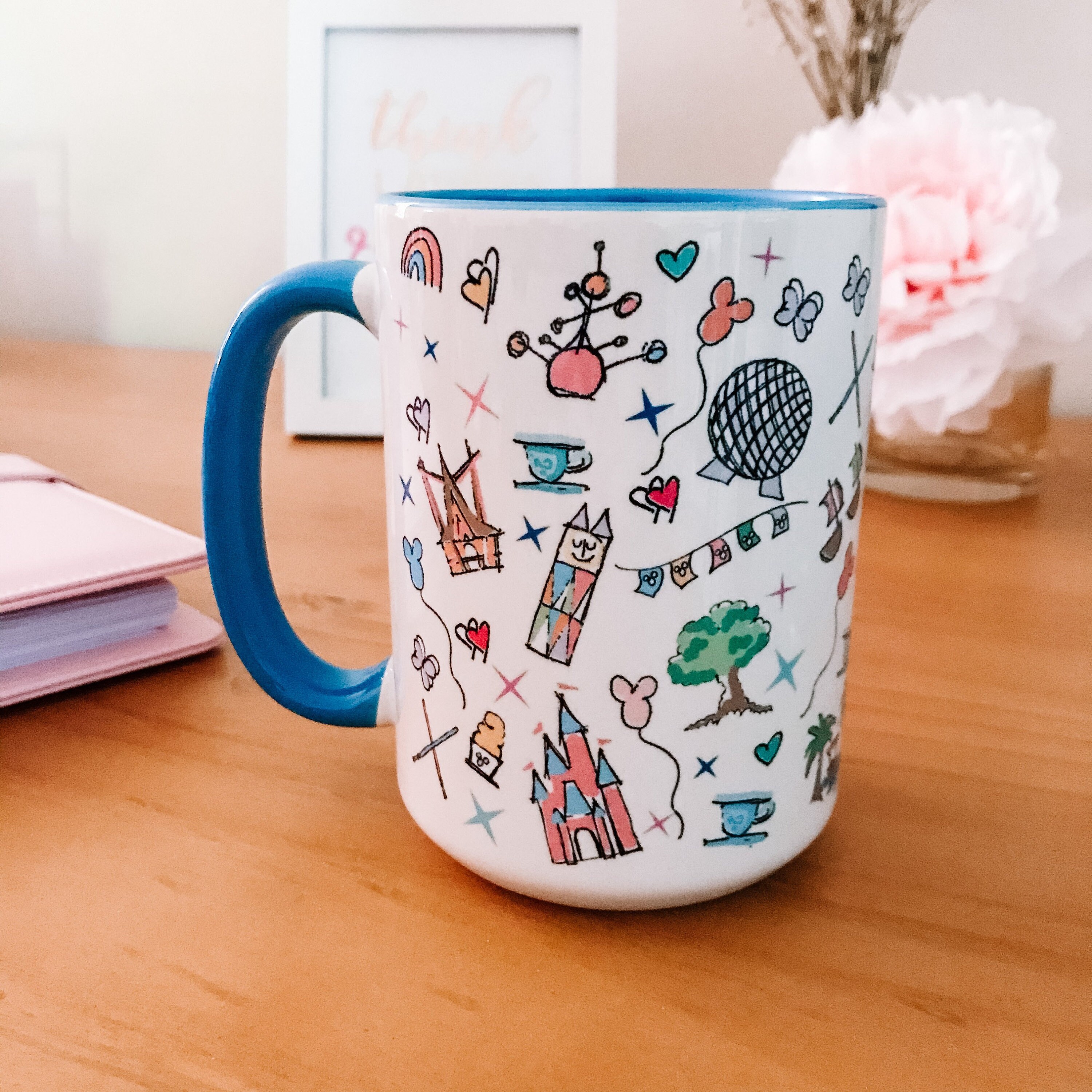 Walt Disney World Parks Icons Disney Inspired Mug With Blue Handle - Etsy