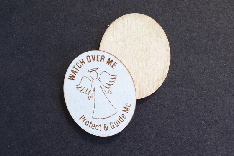 Angel Coin, Guardian Angel, Pocket Angel, Wood Engraved, KS Lasering ...