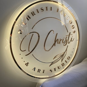 LED Custom Mirrored Business Sign , Round Logo Sign , LED Logo ...
