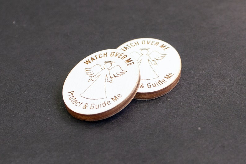 Angel Coin, Guardian Angel, Pocket Angel, Wood Engraved, KS Lasering ...