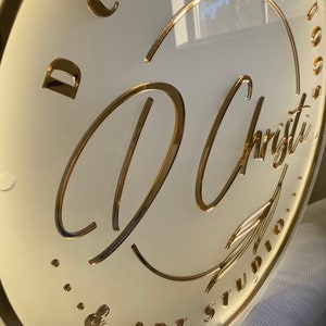 LED Custom Mirrored Business Sign , Round Logo Sign , LED Logo ...