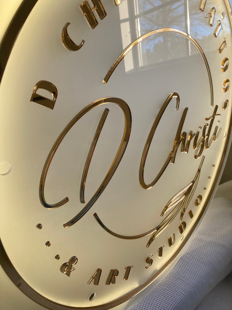 LED Custom Mirrored Business Sign , Round Logo Sign , LED Logo ...