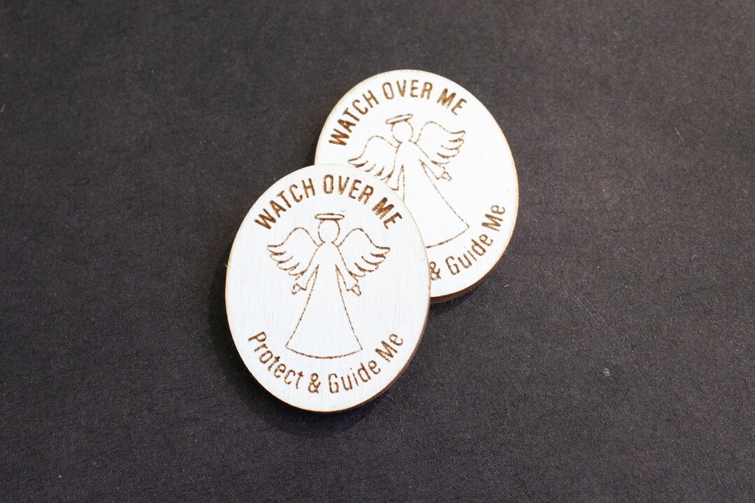 Angel Coin, Guardian Angel, Pocket Angel, Wood Engraved, KS Lasering ...