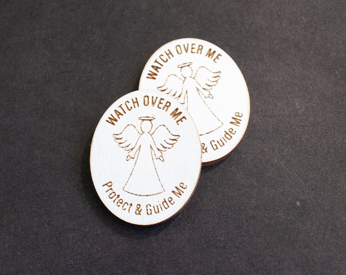 Angel Coin, Guardian Angel, Pocket Angel, Wood Engraved, KS Lasering ...
