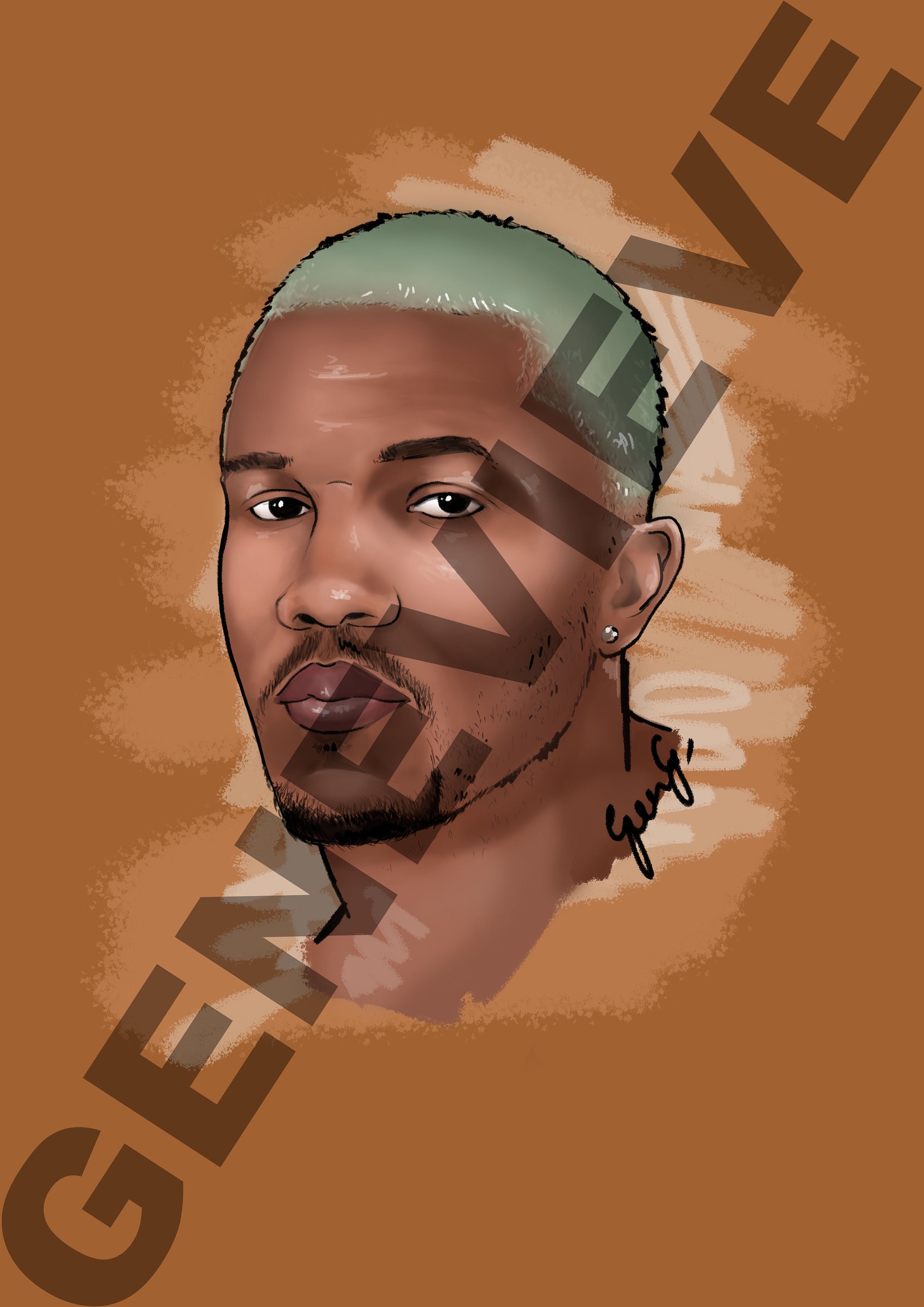 Digital Frank Ocean 8x8 Digital Portrait Art & Collectibles Drawing ...