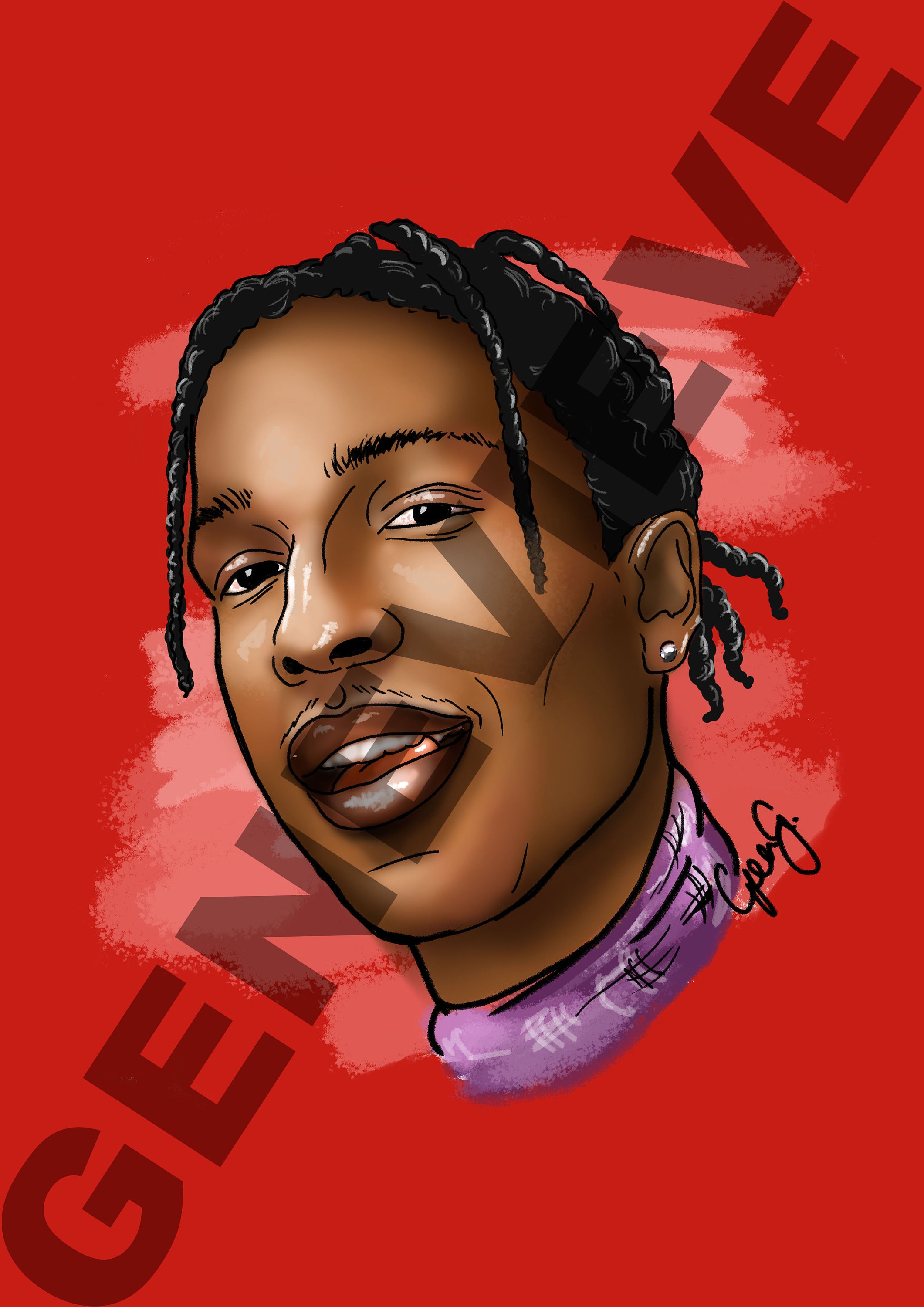 ASAP Rocky Digital Portrait - Etsy.de