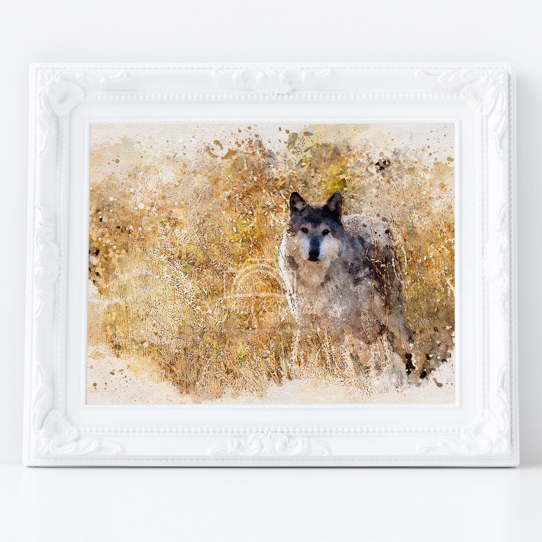 Montana Wolf Hide and Seek 2:3 PRINTABLE WATERCOLOR Digital Download - Etsy