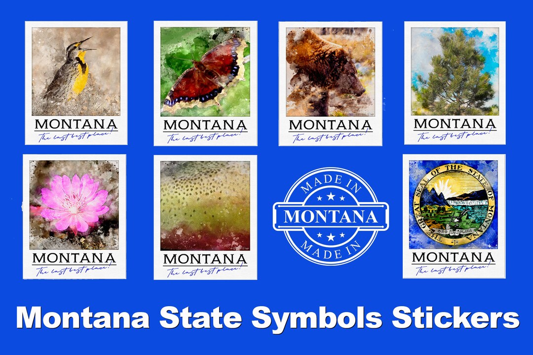 MONTANA STICKERS SYMBOLS of Montana Weatherproof Vinyl Decal Travel ...