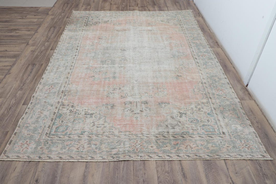 5x9 Muted Pink Blue Rug, Turkish Rug, Handmade Rug, 5x9 Rug, Accent Rug ...