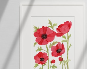 Poppy Anemone Print - Etsy