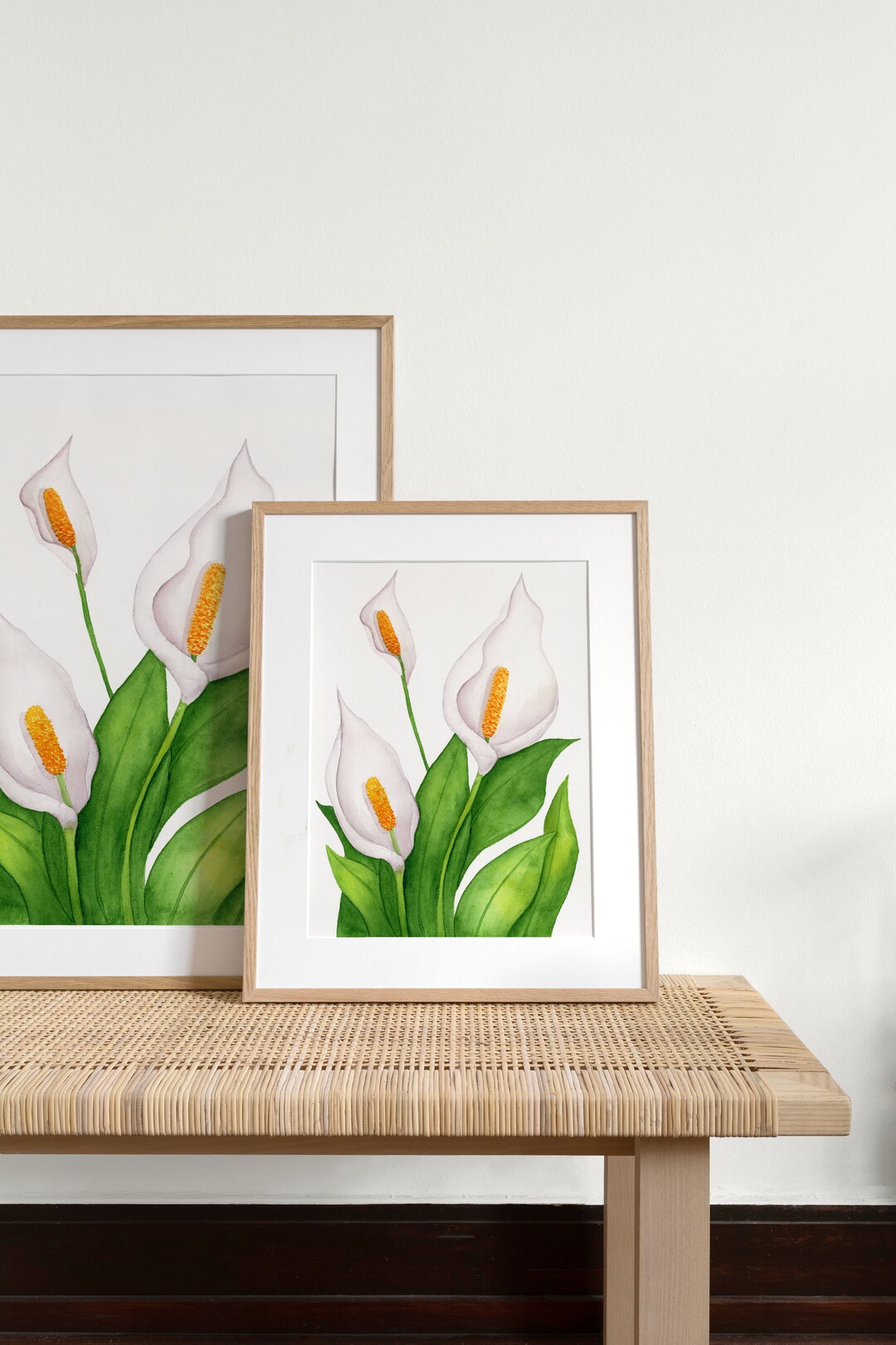 8x10 Calla Lilies Print, Watercolor Botanical Art, White Flower ...
