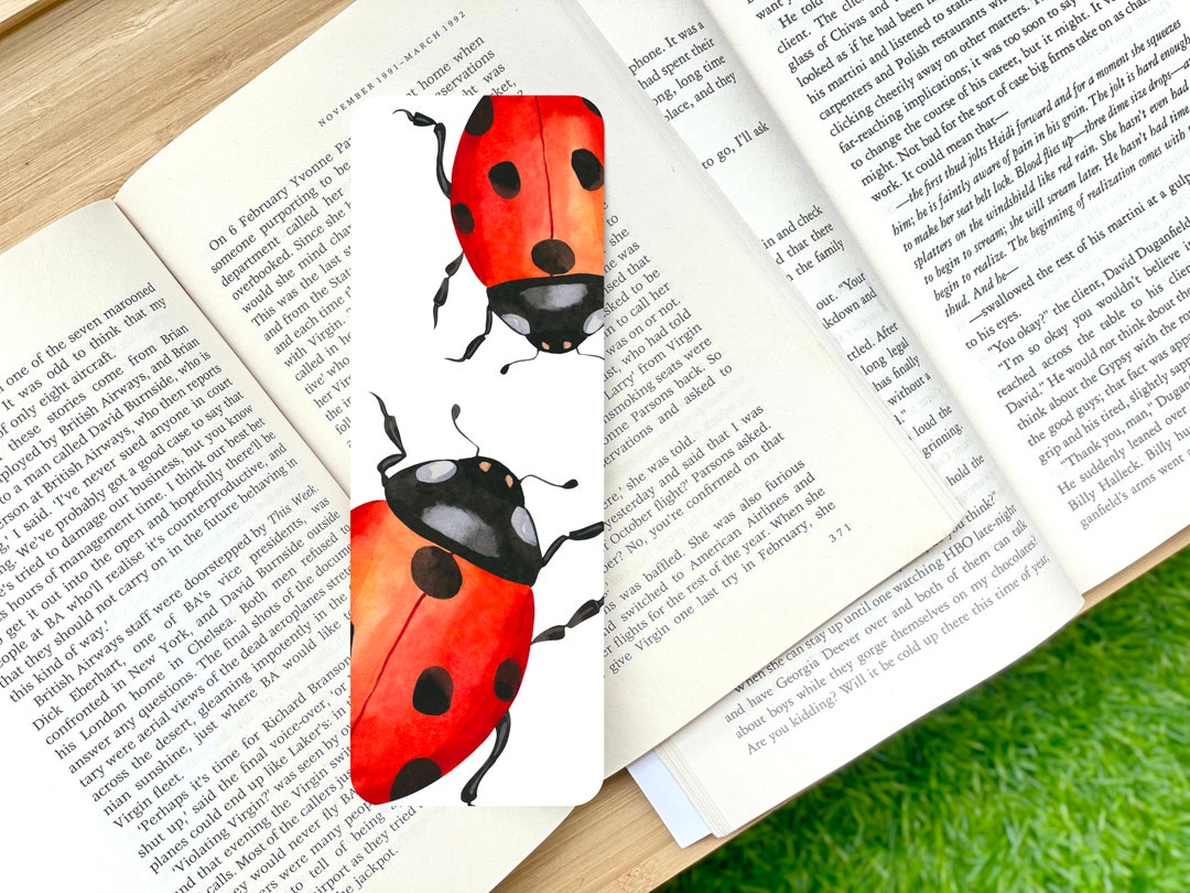 Ladybug Bookmark, Botanical Bookmarks, Fun Summer Bookmark, Watercolor ...