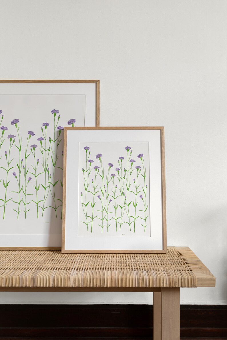 Purple Carnations Art Botanical Art Print Watercolor - Etsy