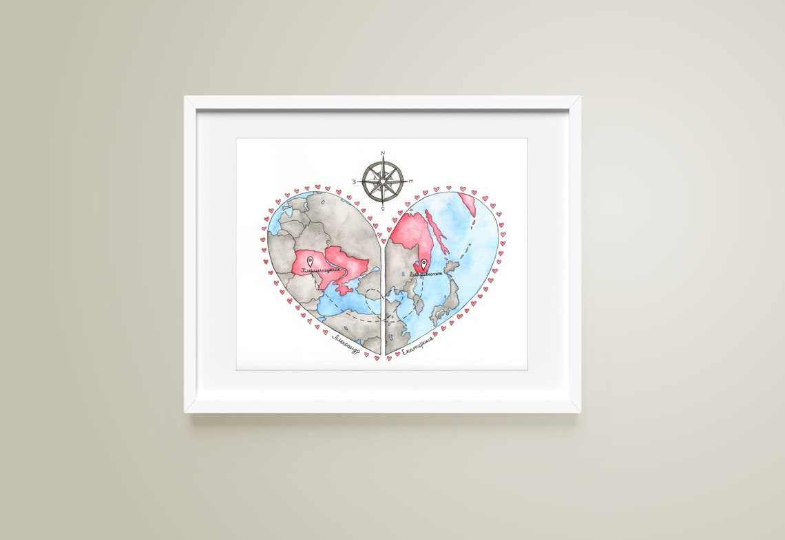 Personalized Heart Map Print Custom Heart Map Anniversary | Etsy
