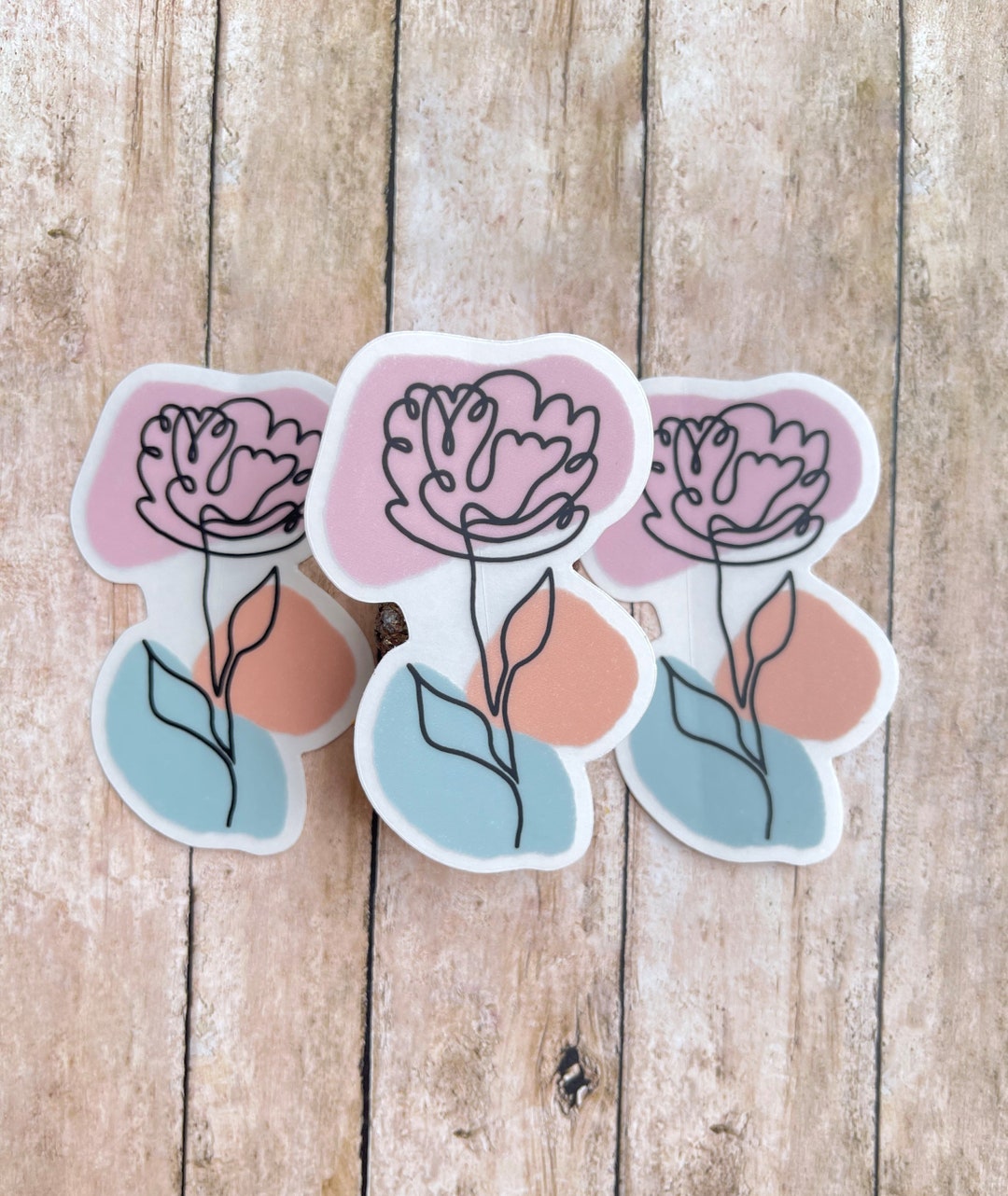 Peony Flower Sticker, Hand Drawn Custom Art, Abstract Painting, Clear ...