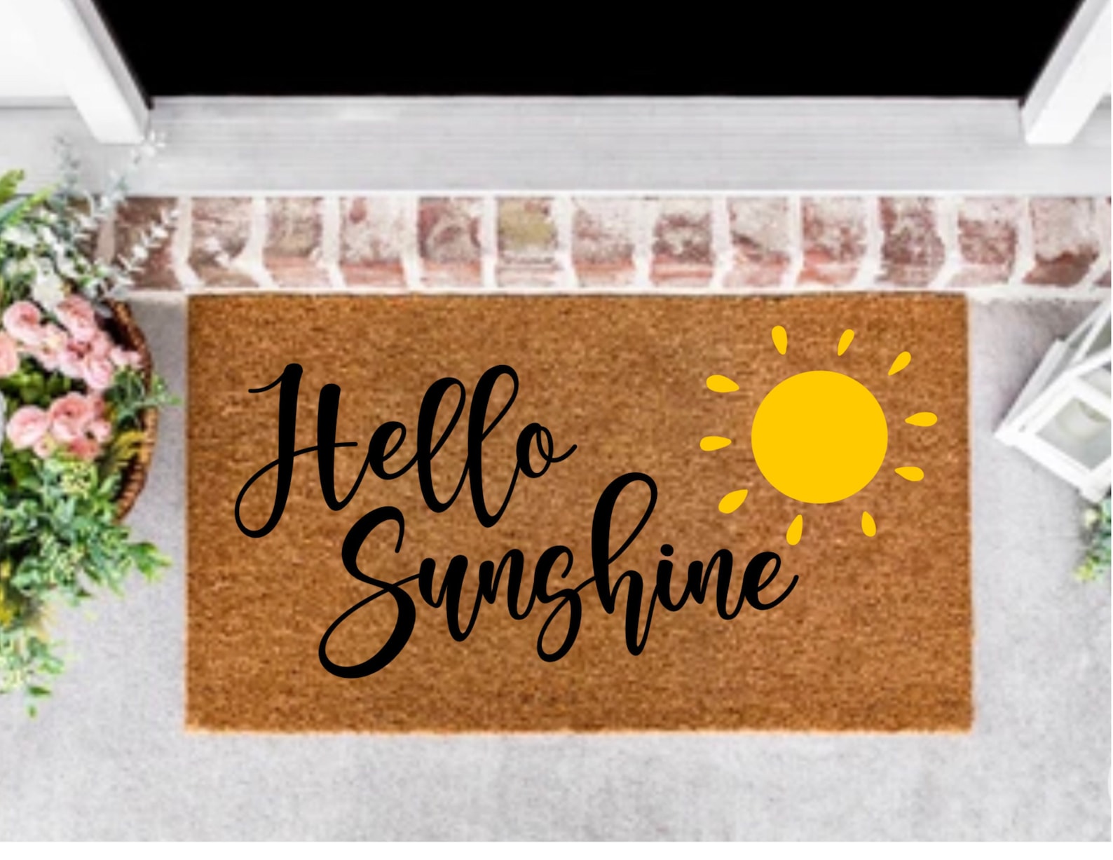 Hello Sunshine, Doormats, Custom Handmade Gifts, Porch Decor, Summer ...