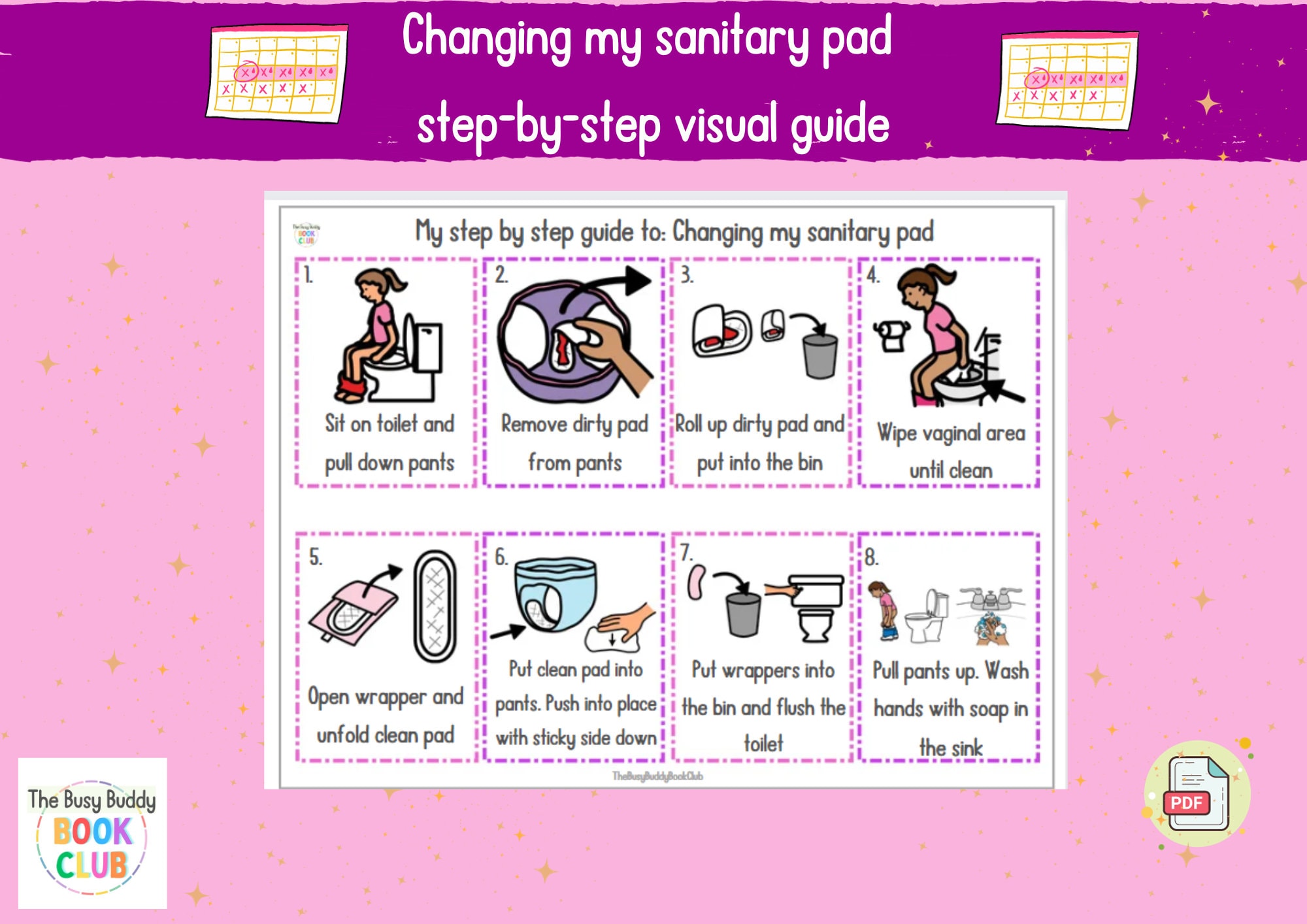 Changing My Pad Step-by-step - Visual Support|adolescent|menstruation ...