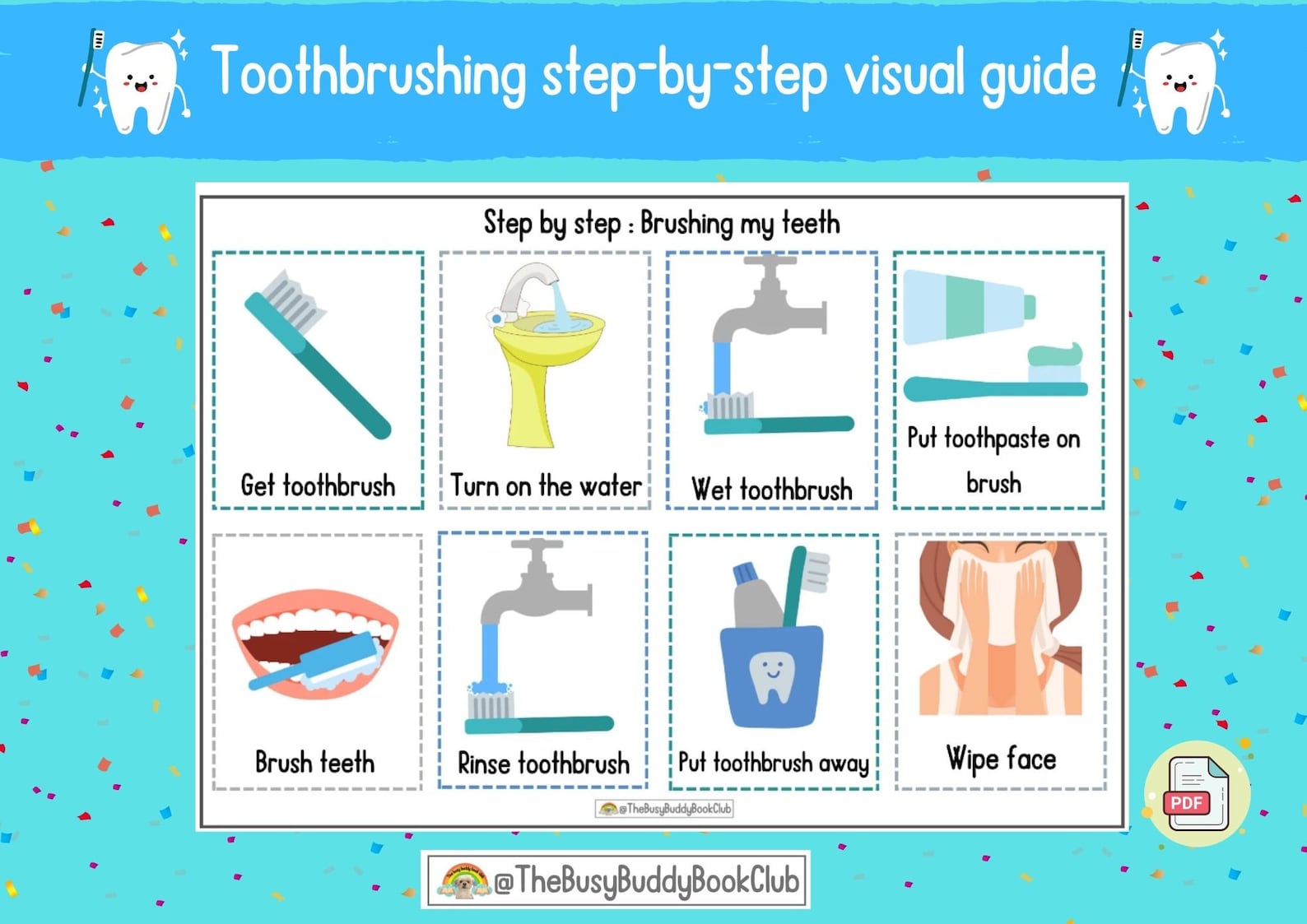 Toothbrushing Step-by-step Visual - Visual Support|preschool|lifeskills ...