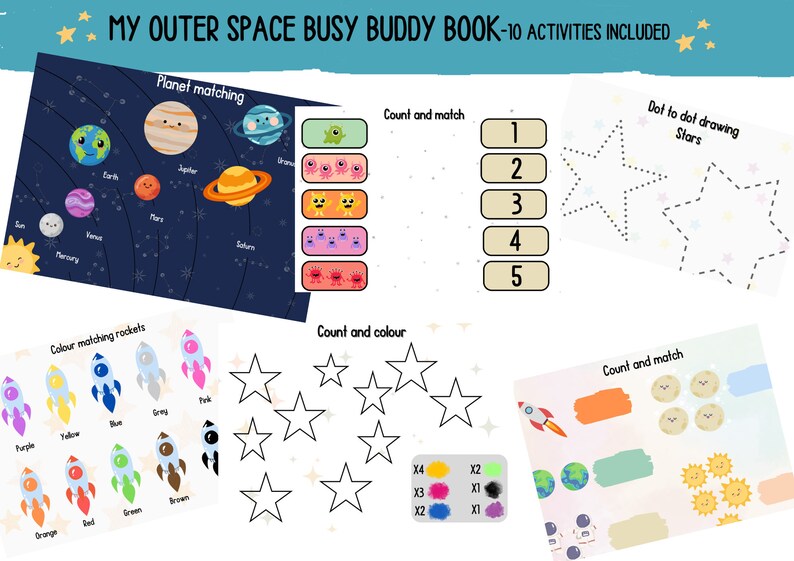 OUTER SPACE Themed Busy Book - Printable DIY- Toddler/prek/montessori ...