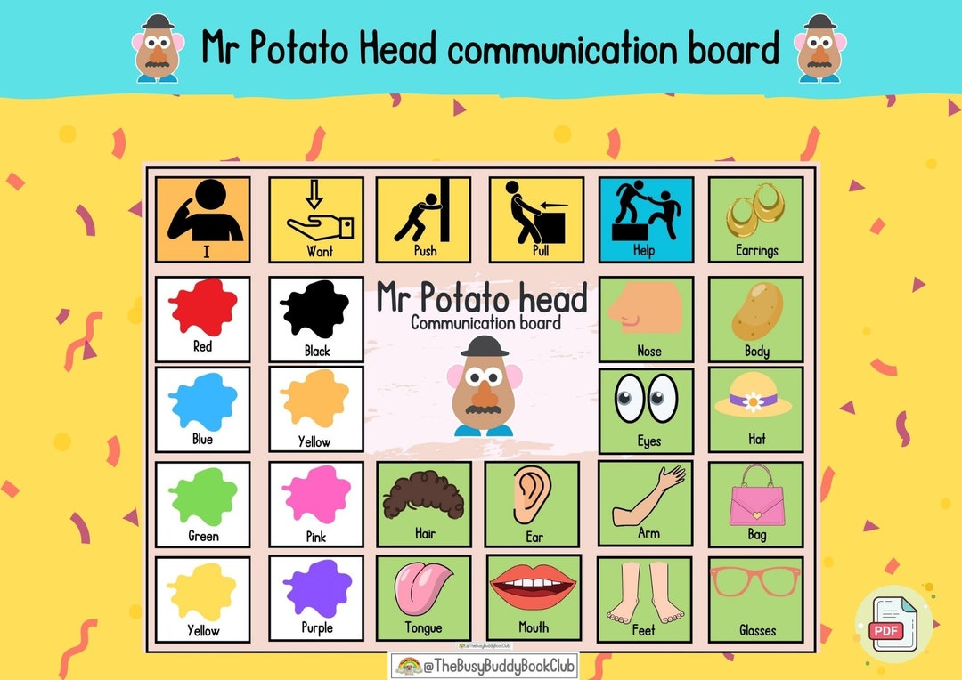 Mr Potato Head Core Board AAC Communication Visual Support Autism ...