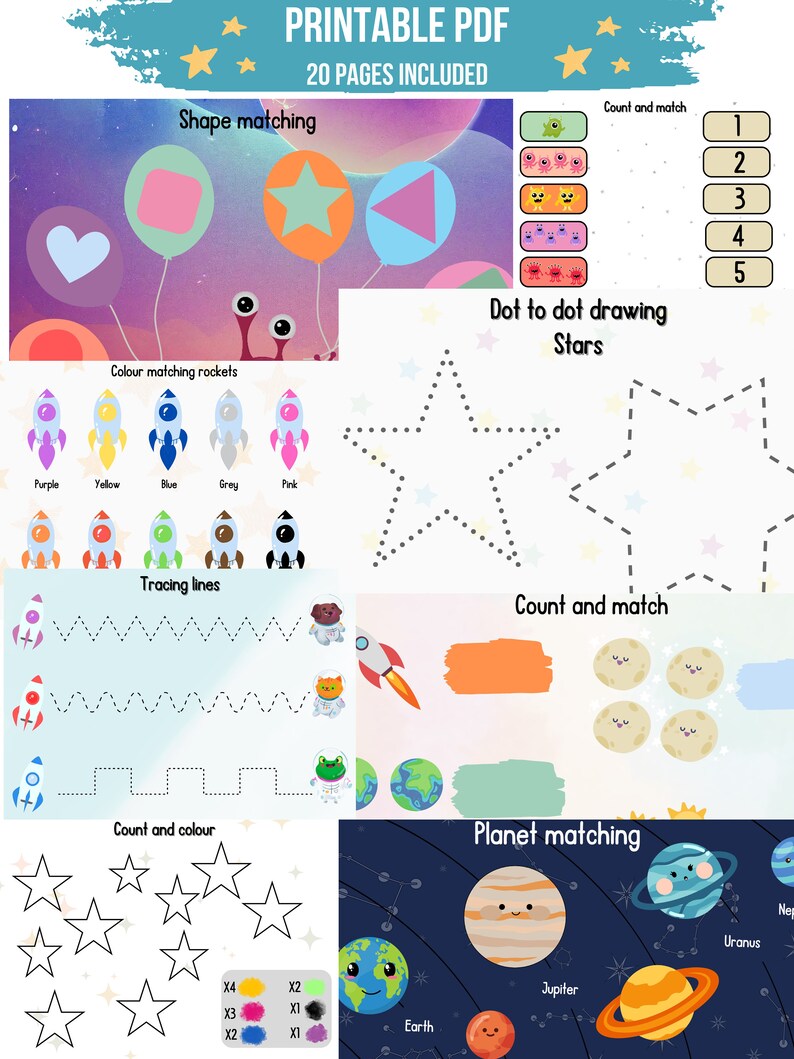 OUTER SPACE Themed Busy Book Printable DIY - Etsy