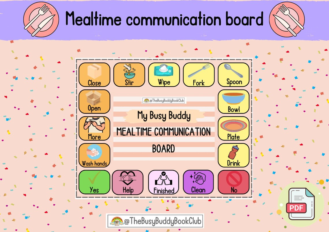 Mealtime Communication Board - Visual Support|learning Aid|autism ...