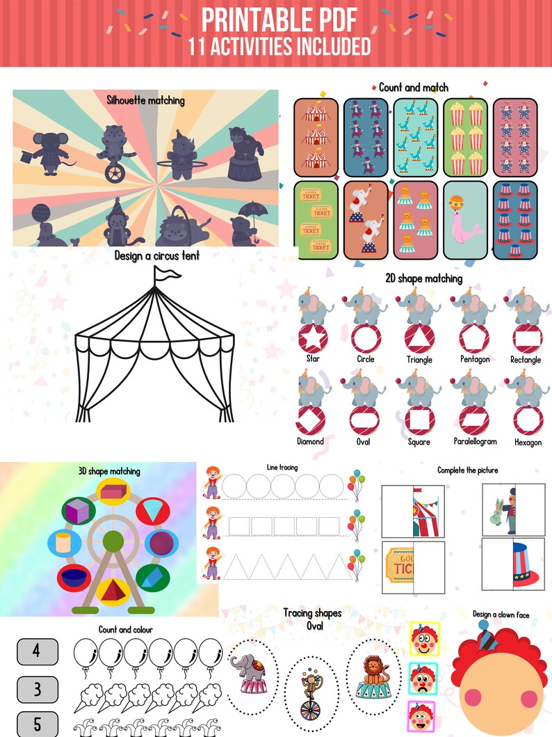 CIRCUS Themed Busy Book - Printable DIY- Toddler/prek/montessori ...