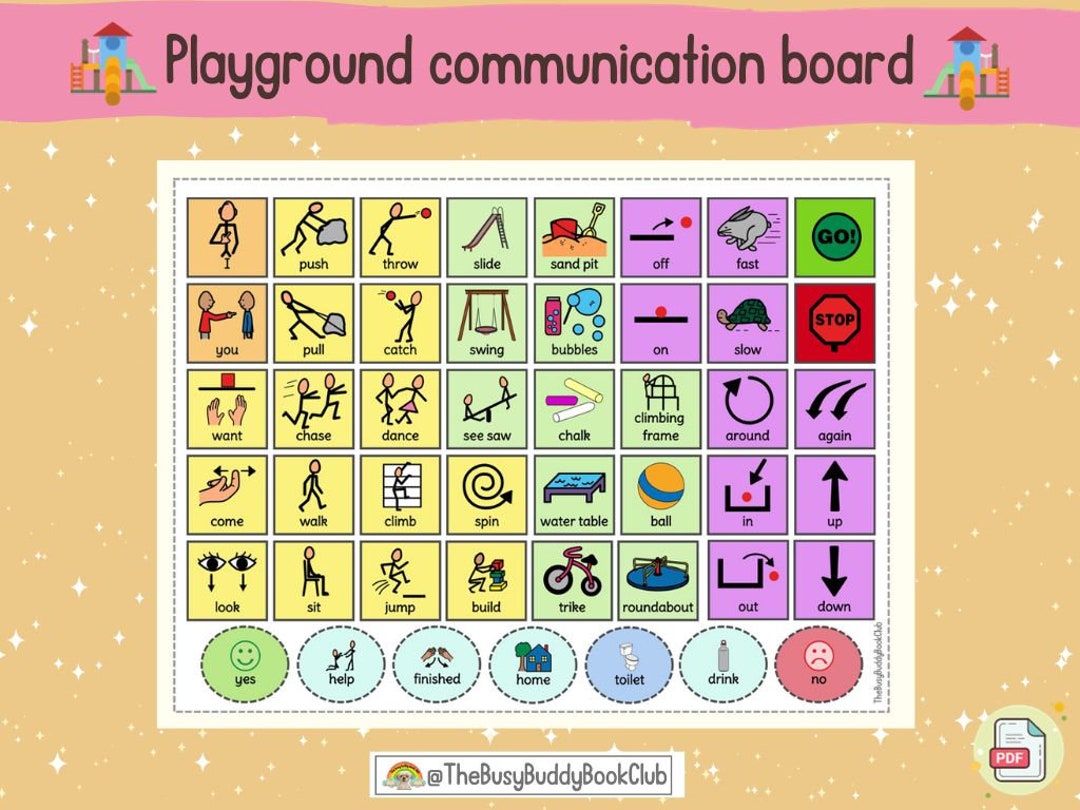 Playground Communication Board| Visual Support| Speech Therapy| AAC ...